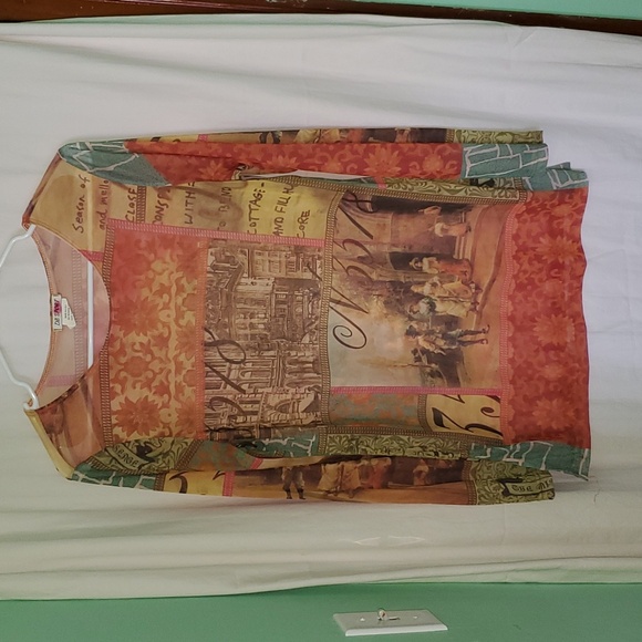 Vintage | Tops | Vintage Y2k Mesh Collage Painting Long Sleeve Top ...